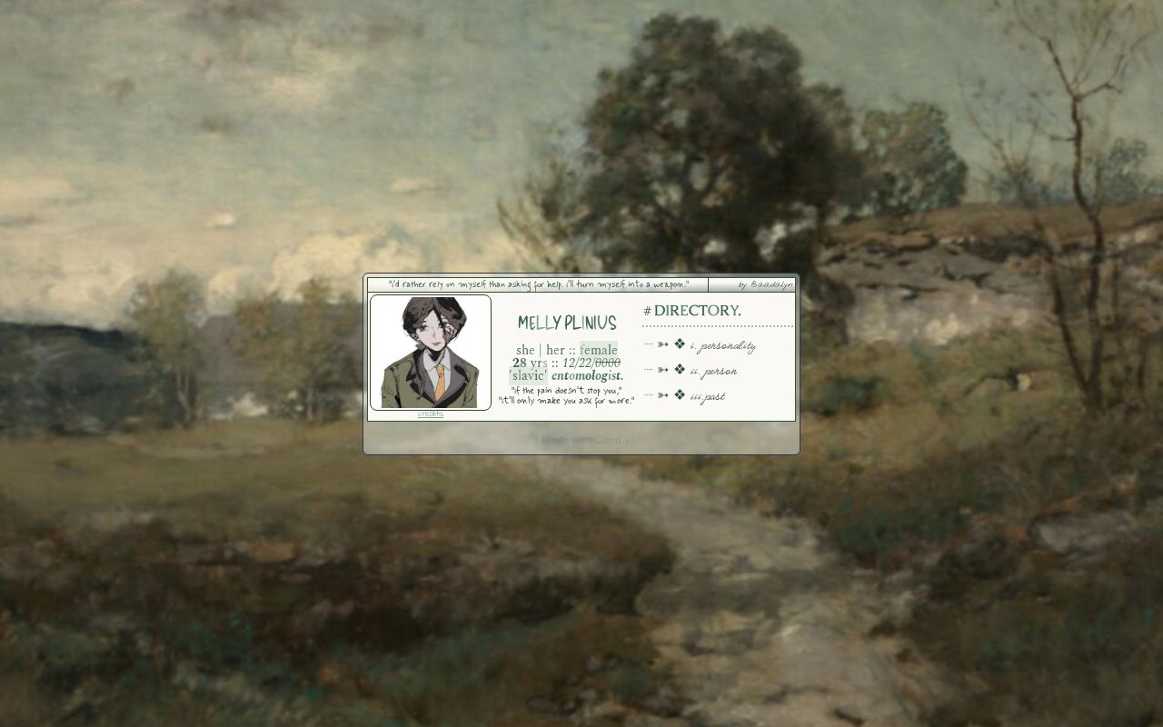 MELLY PLINIUS | "THE ENTOMOLOGIST."